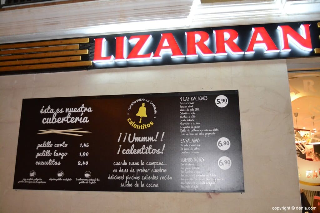 Carta Lizarran Dénia - Dénia.com