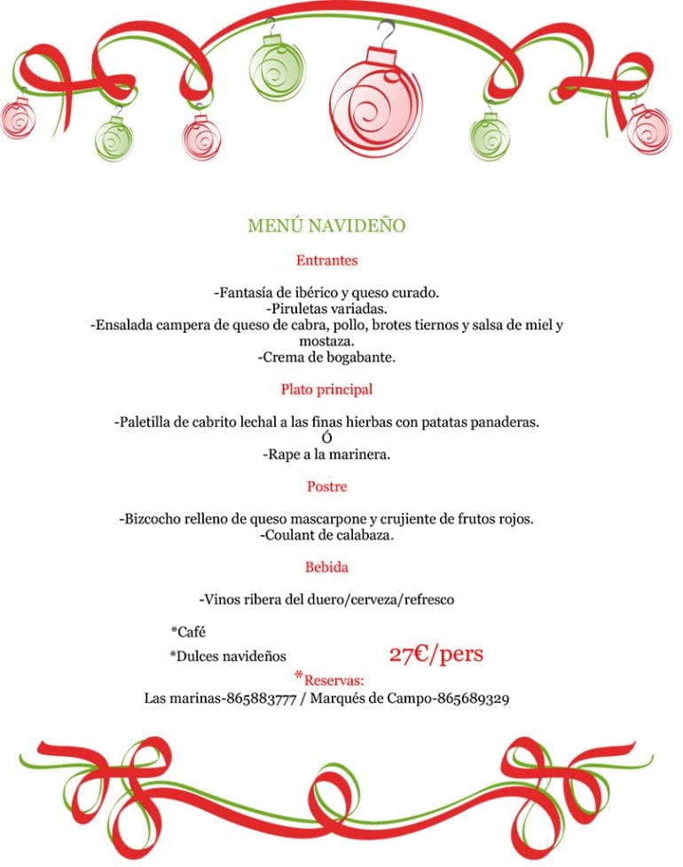 Menú de Navidad El Mesón Sureño - Dénia.com