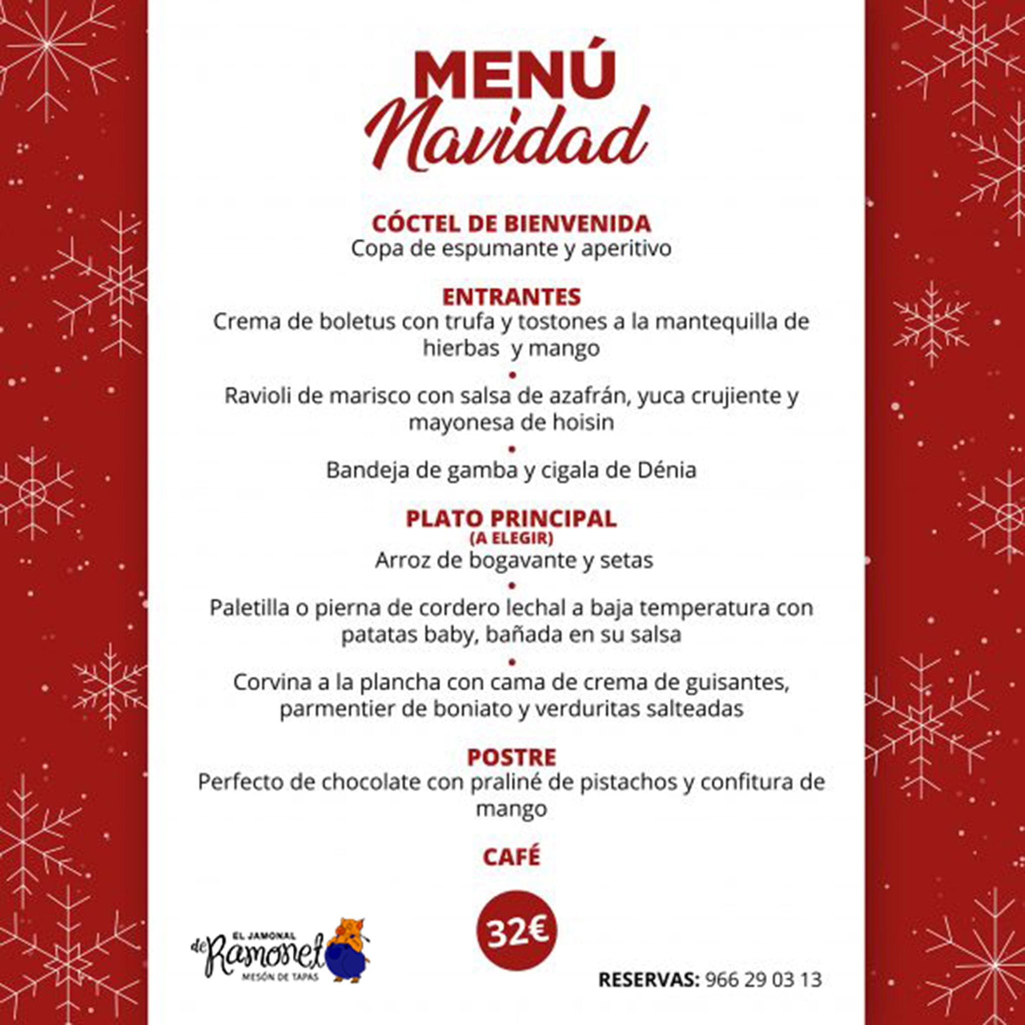 Menú de Navidad en El Jamonal de Ramonet - Dénia.com