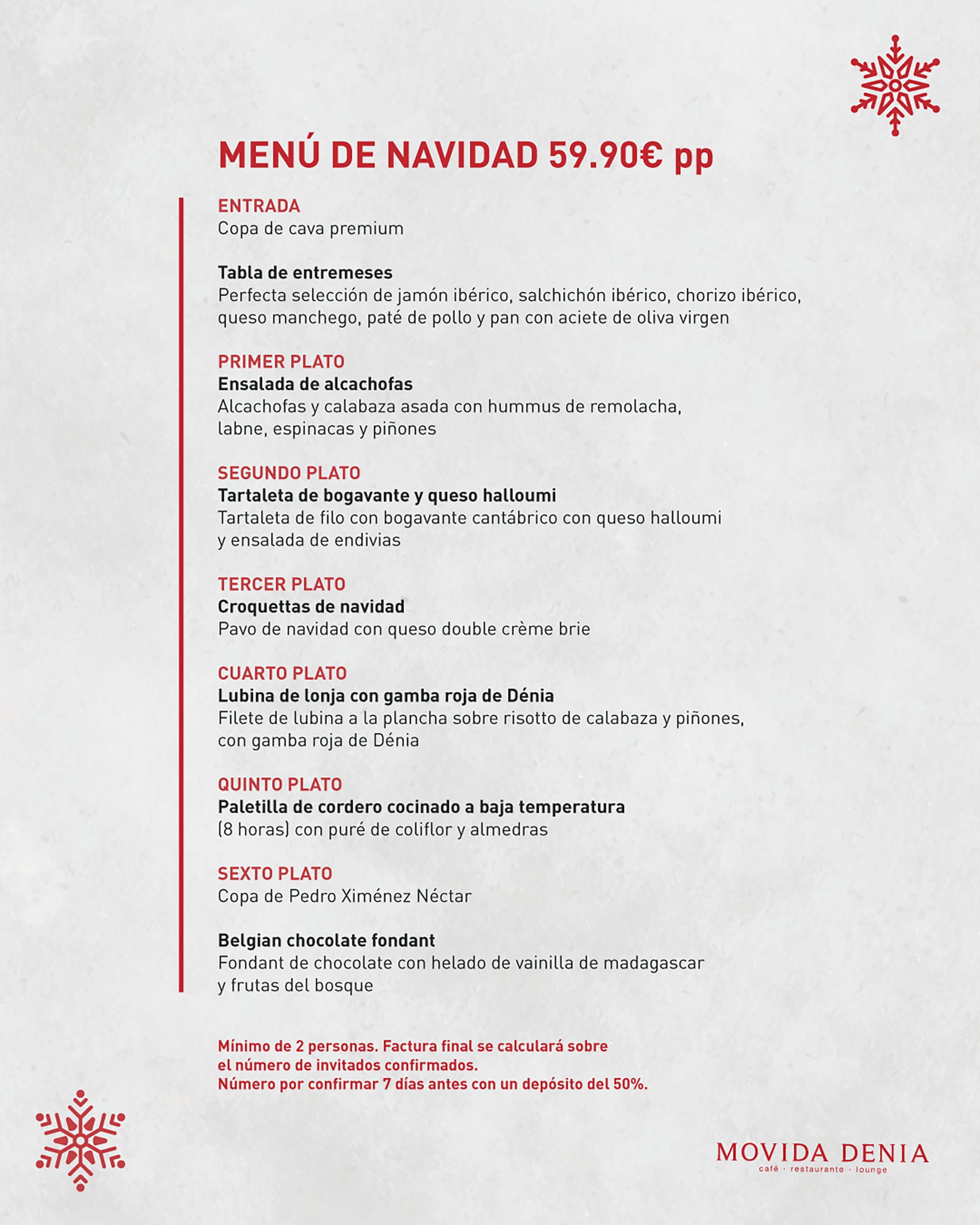 Menú de Navidad en Movida Dénia - Dénia.com