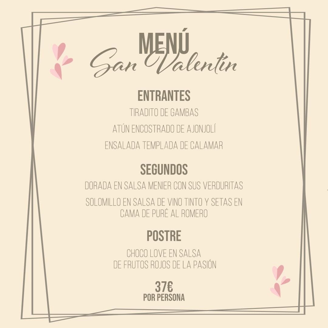 Valentine's Day menu in L'Escoleta - Dénia.com