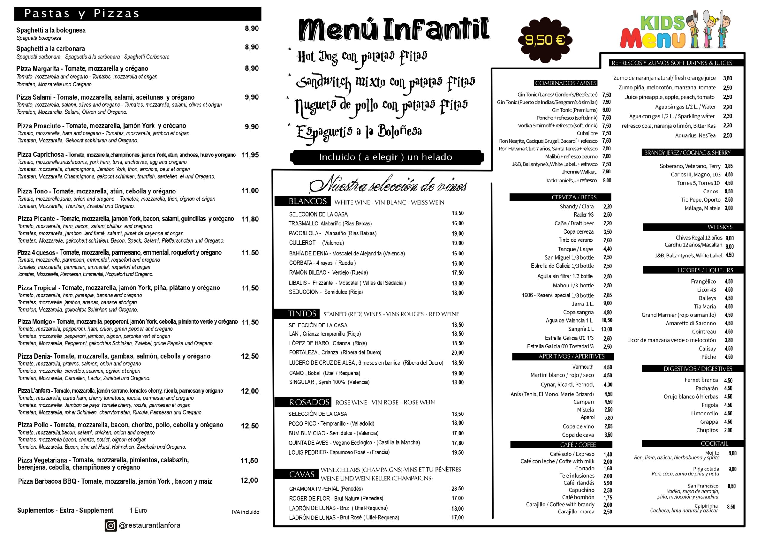 L'Anfora Restaurantmenu - Deel 2 - Dénia.com