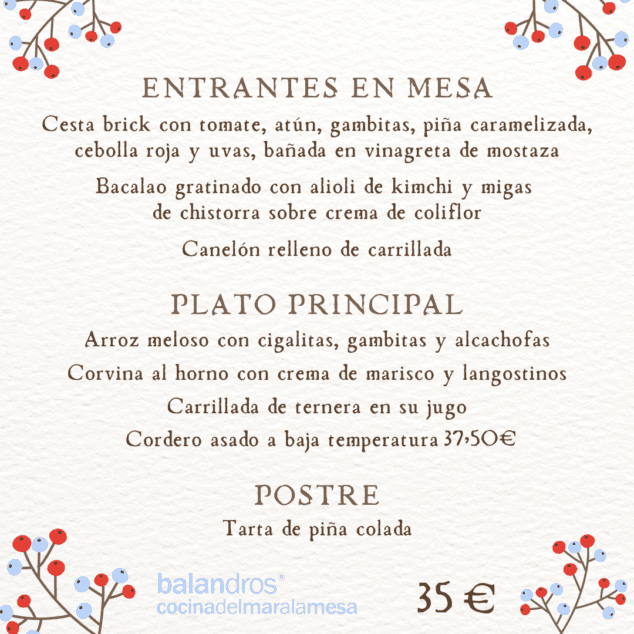 Estos son los fantásticos menús que ha elaborado Restaurante Balandros ...